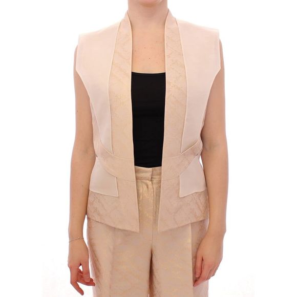 Zeyneptosum | Jackets & Coats | Zeyneptosum Beige Brocade Sleeveless ...